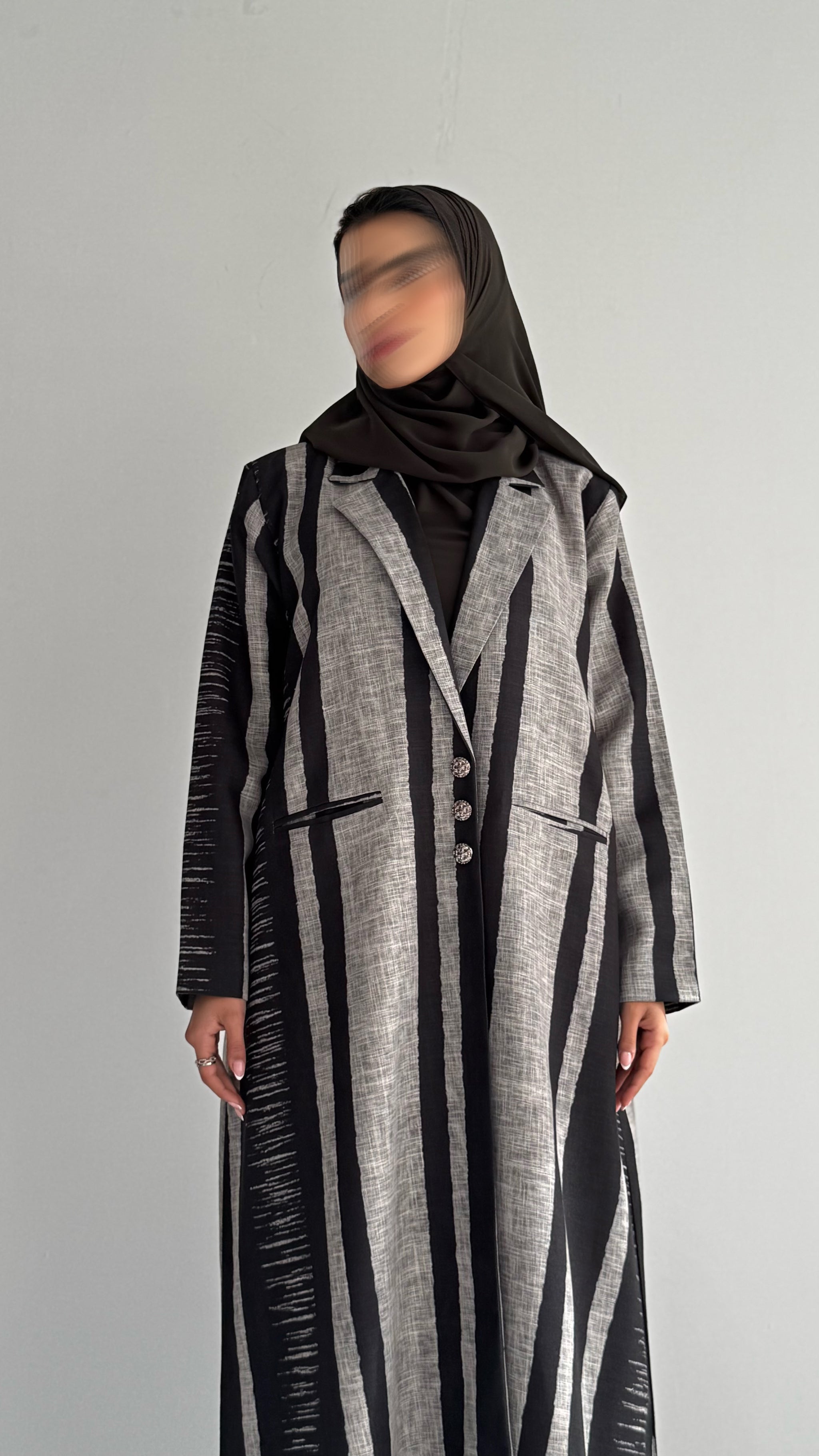MWT831 - عباية بليزر طباعة | Printed Blazer Abaya | Aya